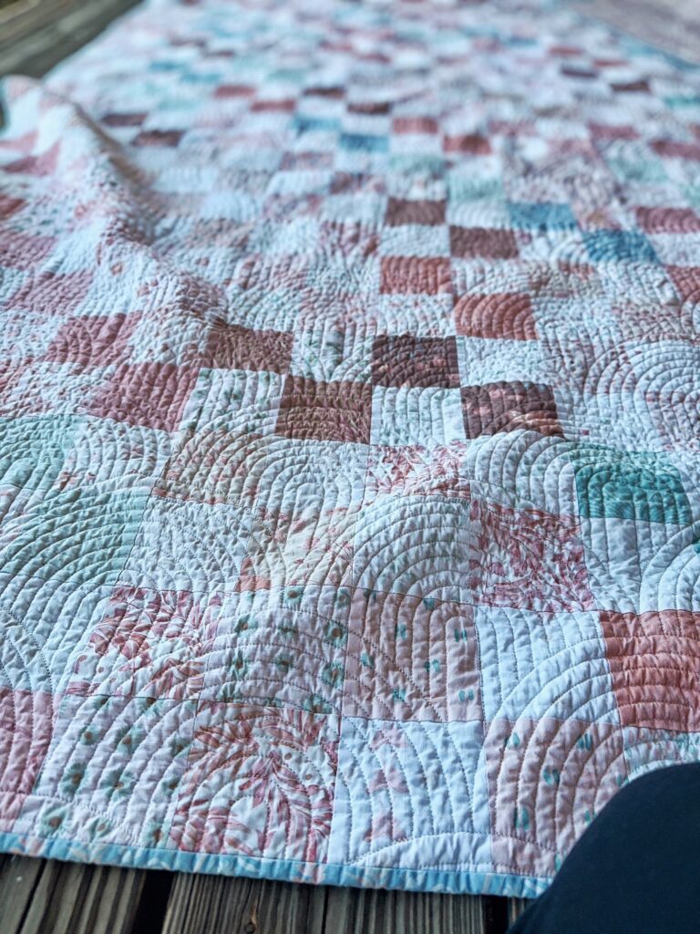 My Finished Checkie Quilt: A Play of Light and Dark Fabrics